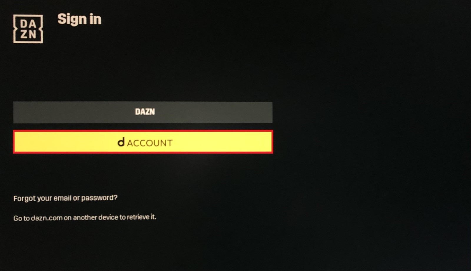 Signing in to DAZN for docomo – DAZN