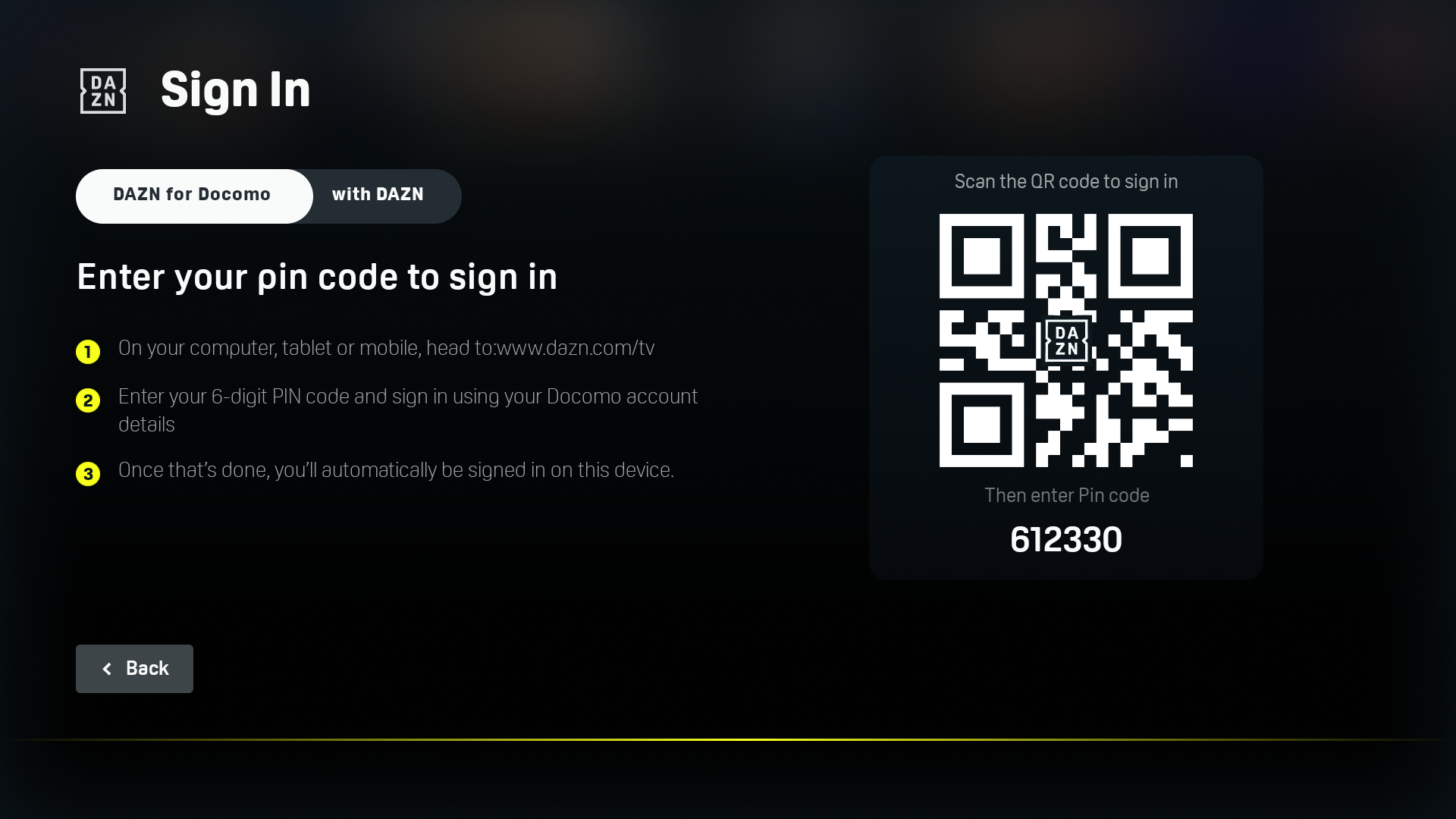 What is the pin code? – DAZN